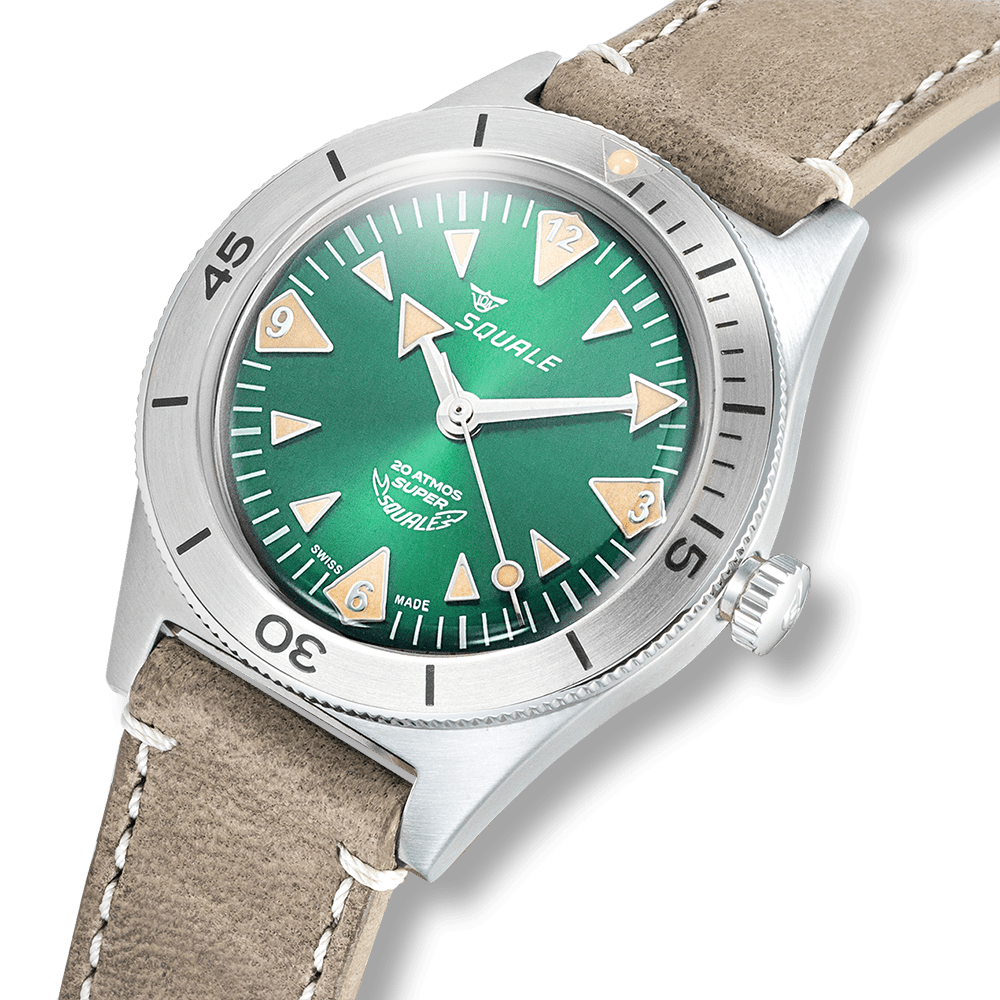 Super-Squale Big Arrows Green Leather || Squale Official Website